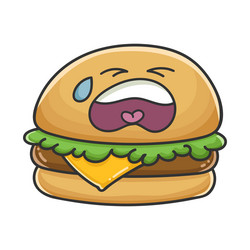 Isolated crying burger emote Royalty Free Vector Image