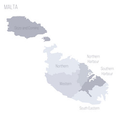 Malta political map of administrative divisions Vector Image