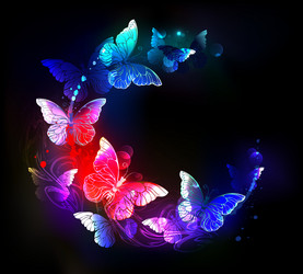 Three glowing butterflies Royalty Free Vector Image