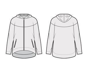 Zip-up oversized cotton-fleece hoodie technical Vector Image