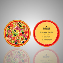 Half-circle pizza shop business card design Vector Image