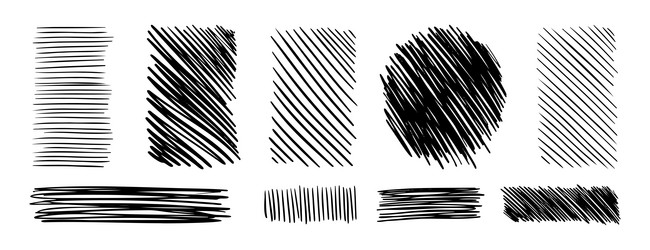 Doodle hand drawn hatching texture lines set Vector Image
