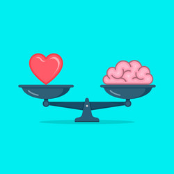 Balance between brain and heart on scales Vector Image