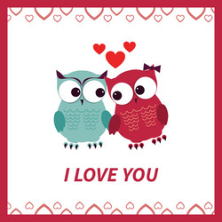 Brown owl with red heart Royalty Free Vector Image