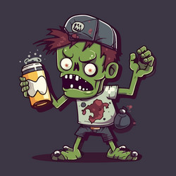 Punk zombie drunk beer character Royalty Free Vector Image