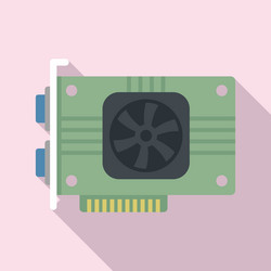 Video card icon flat graphic gpu Royalty Free Vector Image