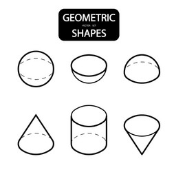 3d geometric shapes in flat outlines Royalty Free Vector