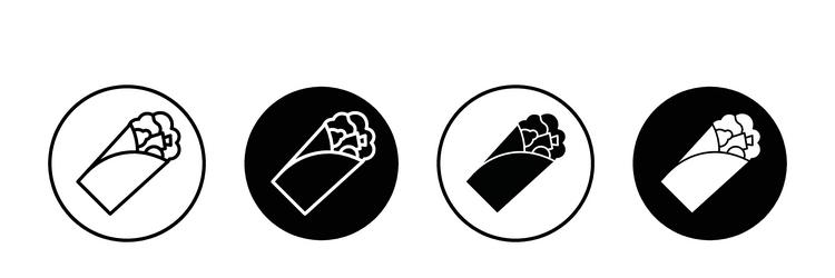 Shawarma icon set burrito grill food wrap symbol Vector Image