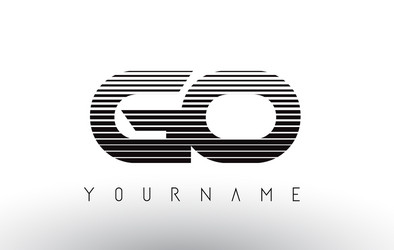 Go black and white horizontal stripes letter logo Vector Image