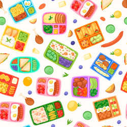 Lunch box with food banner Royalty Free Vector Image