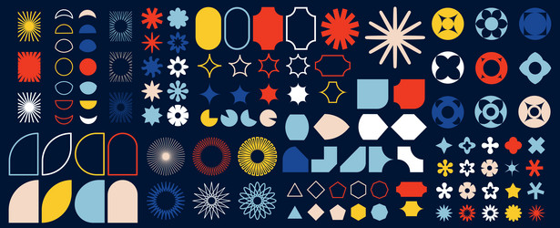 Brutalist abstract geometric shapes and grids Vector Image