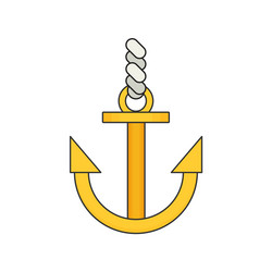 Gold anchor with rope isolated on a white Vector Image