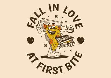 Fall in love at first bite character of pizza Vector Image