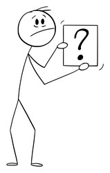 Unsure asking person looking for answer holding Vector Image