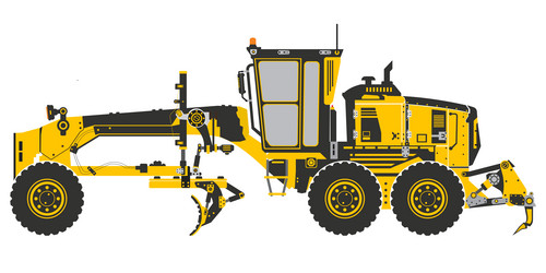Wire-frame road grader the layers Royalty Free Vector Image