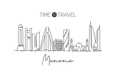 Single continuous line drawing manama city Vector Image