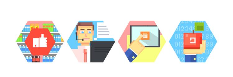 Consumer and marketing icon in hexagonal shape Vector Image