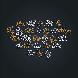 Golden hand lettering alphabet design on green Vector Image