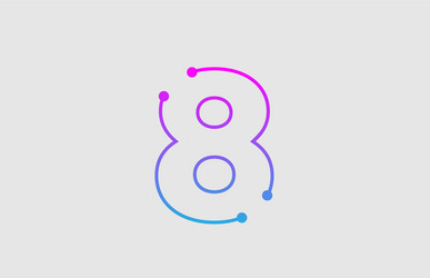 Number 8 logo icon design in pink blue colors Vector Image