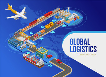 Scheme of global logistics on world map Royalty Free Vector