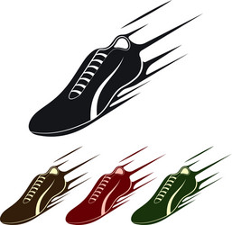 Speeding running shoe icons Royalty Free Vector Image