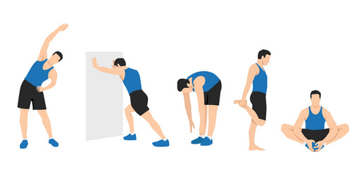 Man doing side lying quad stretch exercise Vector Image