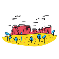 Grand canyon in an doodle inca cartoon style Vector Image