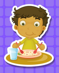 Child eating Royalty Free Vector Image - VectorStock