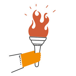 Hand drawn doodle person holding torch stick Vector Image