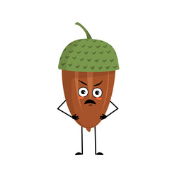 Character acorn with sad emotions Royalty Free Vector Image