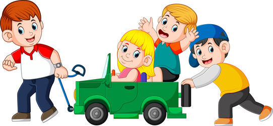 Pushing A Car Cartoon