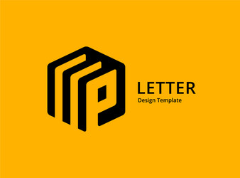 Letter p logo 3d isometric lines geometric shape Vector Image