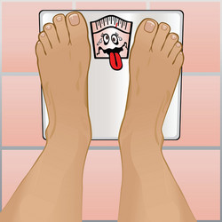 Feet on the scale Royalty Free Vector Image - VectorStock