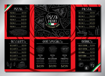 Pizza restaurant card template - table menu Vector Image