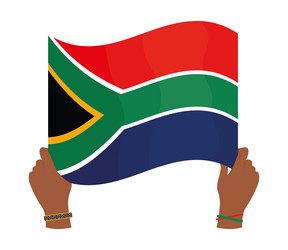 Hand with south africa flag Royalty Free Vector Image