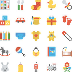 Children and kids flat icons set Royalty Free Vector Image