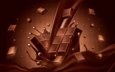 Chocolate realistic background composition Vector Image