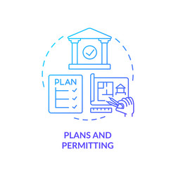 Plans and permitting concept icon Royalty Free Vector Image