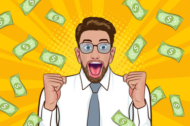 Surprise business man successful and shocking Vector Image