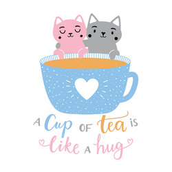 Collection with cats and tea cups a cup tea Vector Image