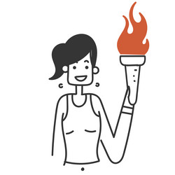 Hand drawn doodle person holding torch stick Vector Image
