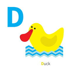Duck d letter cute children animal alphabet Vector Image