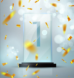 Glass trophy award first place prize plaque Vector Image