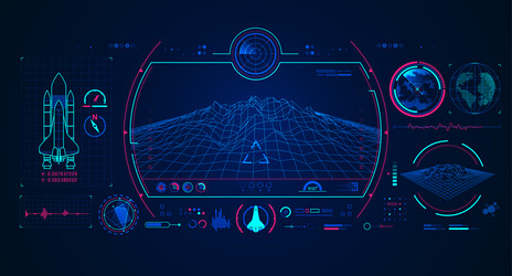 Graphic of space shuttle interface with digital Vector Image