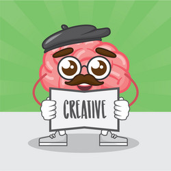 Cartoon brain creativity Royalty Free Vector Image