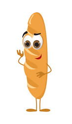 Funny bread with eyes on white background Vector Image