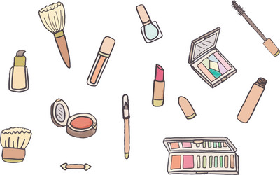 Seamless of makeup set Royalty Free Vector Image