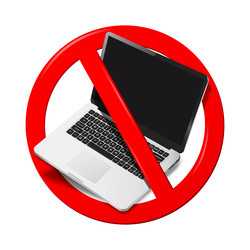 Not use laptop - prohibition sign isolated Vector Image