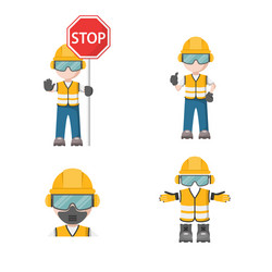 Worker with his personal protective equipment set Vector Image