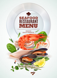 Seafood menu background Royalty Free Vector Image